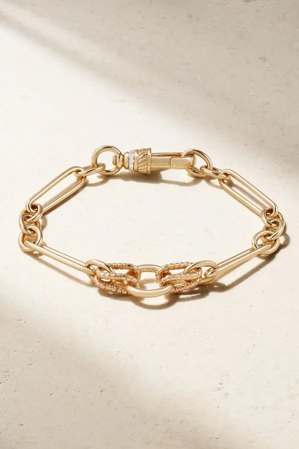 LUCY DELIUS Trombone 14-karat Diamond Bracelet