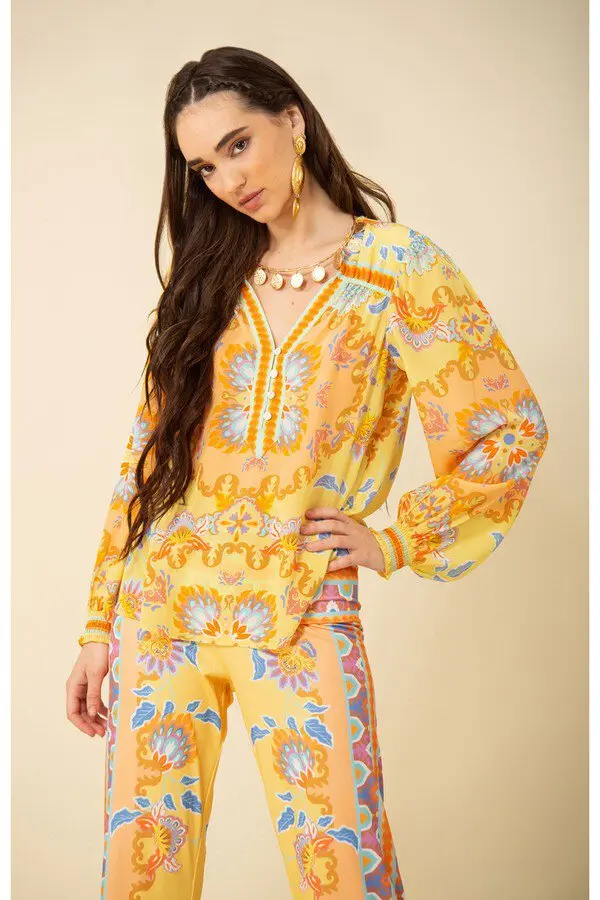 Hale Bob Leilani Silk Top - Yellow