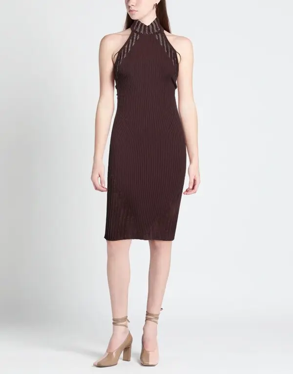 AndreDamo Ribbed Knit Midi Dress - Brown - 87% Off | Editorialist