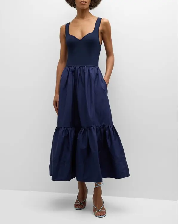 Tanya Taylor Josephina Sleeveless Midi Dress - Maritime Blue