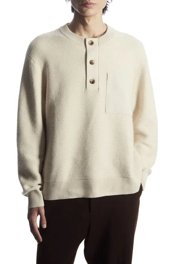 Cos Thermal Henley Sweater