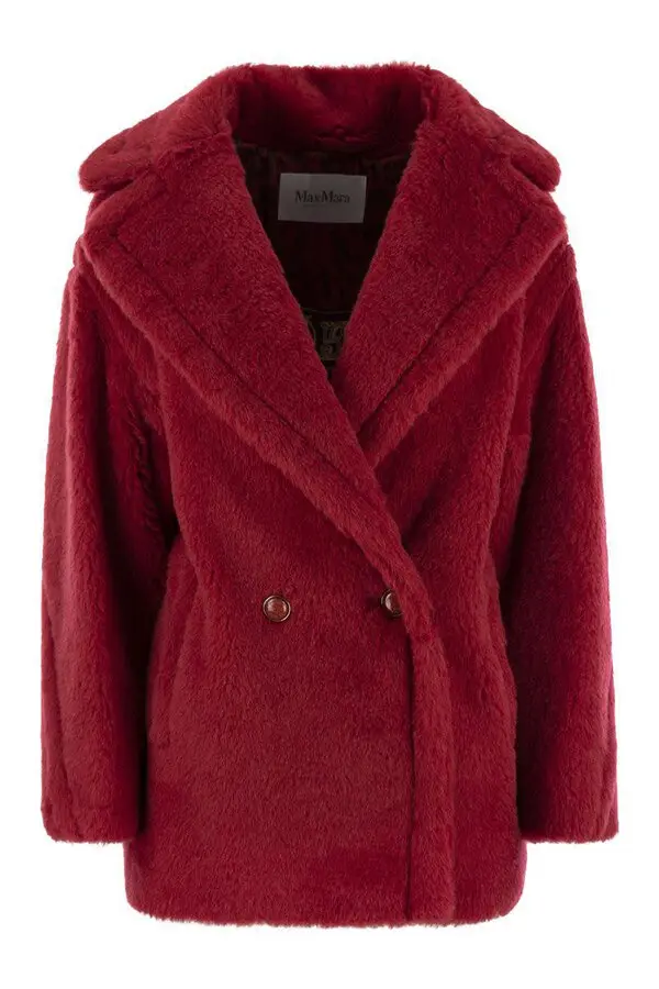 Max Mara Frais Teddy Fabric Short Coat - Red