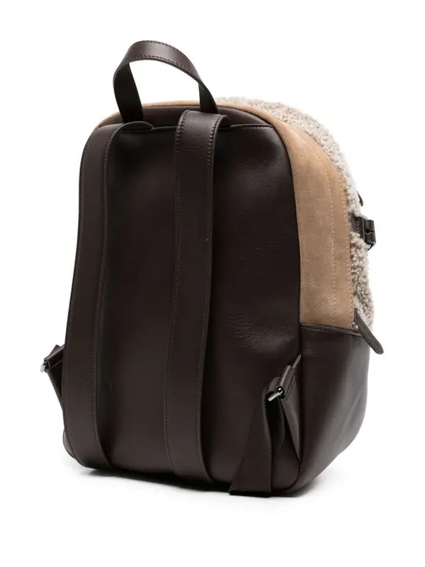 Brunello Cucinelli Shearling-trim Leather Backpack