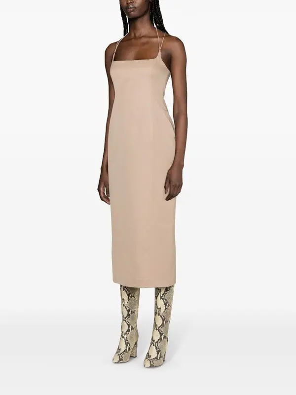 Attico Panelled Virgin-wool Dress - Neutrals