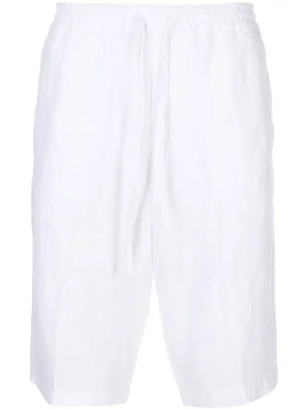 120% Lino Mid-rise Linen Bermuda Shorts - White