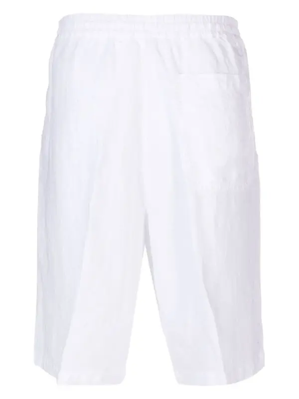 120% Lino Mid-rise Linen Bermuda Shorts - White
