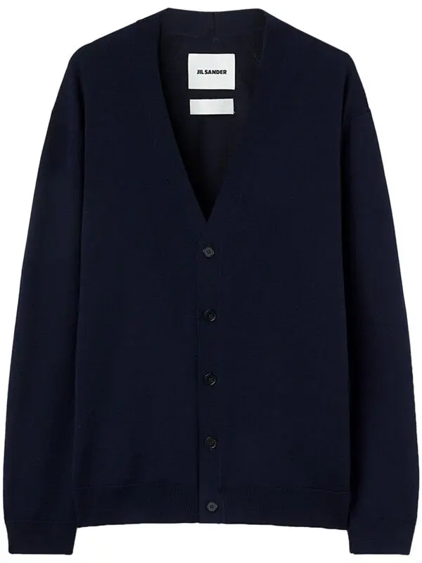 JIL SANDER V-neck Wool Cardigan - Blue