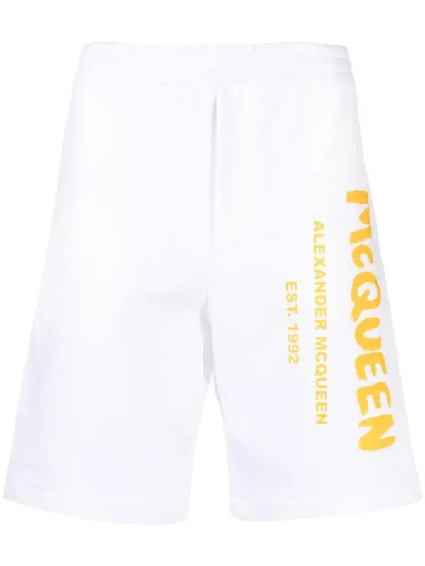 Alexander McQueen Logo-print Cotton Shorts - White