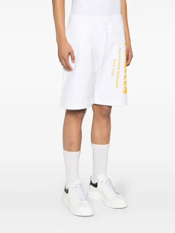 Alexander McQueen Logo-print Cotton Shorts - White