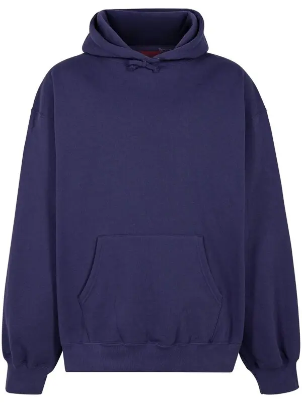 Supreme Washed Navy Hoodie With Satin Appliqu - Blue