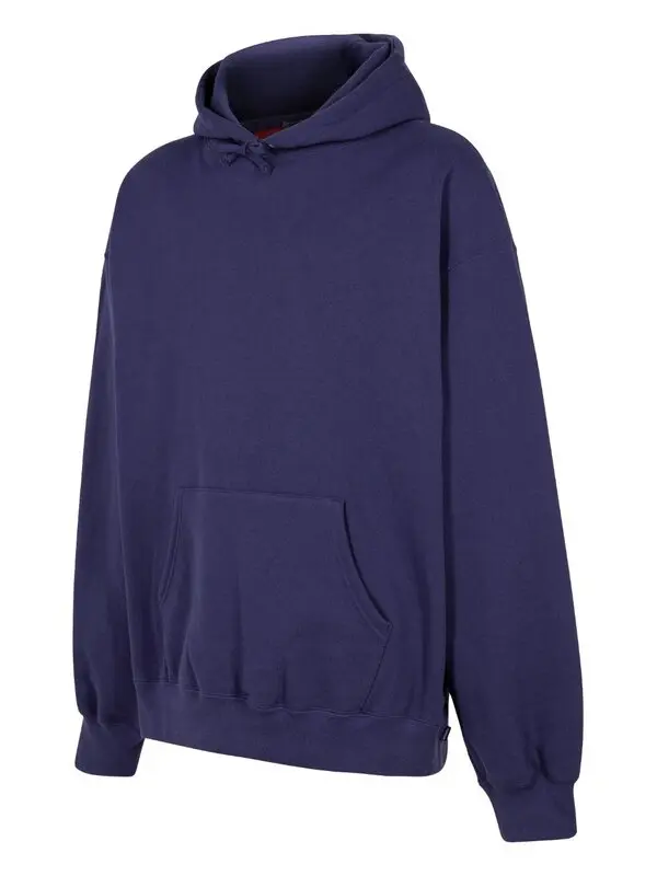 Supreme Washed Navy Hoodie With Satin Appliqu - Blue