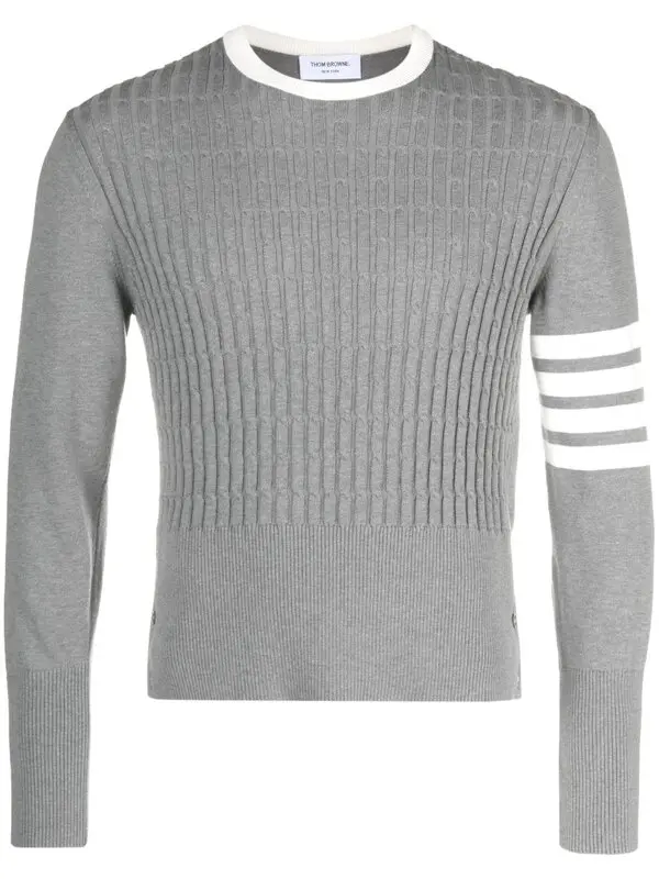 Thom Browne 4-bar Cable-knit Sweatshirt - Grey