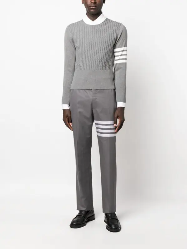 Thom Browne 4-bar Cable-knit Sweatshirt - Grey
