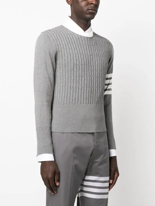 Thom Browne 4-bar Cable-knit Sweatshirt - Grey
