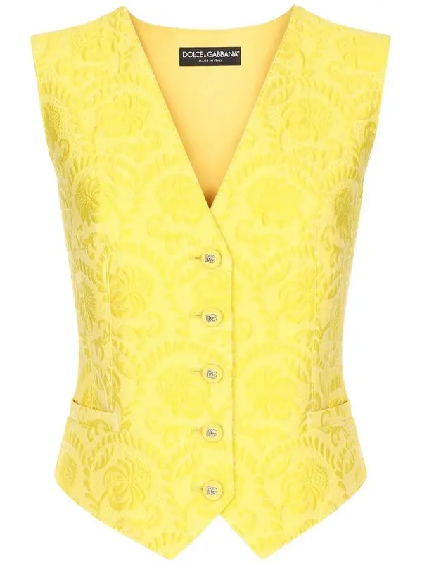 Dolce & Gabbana Jacquard Cotton-blend Waistcoat - Yellow