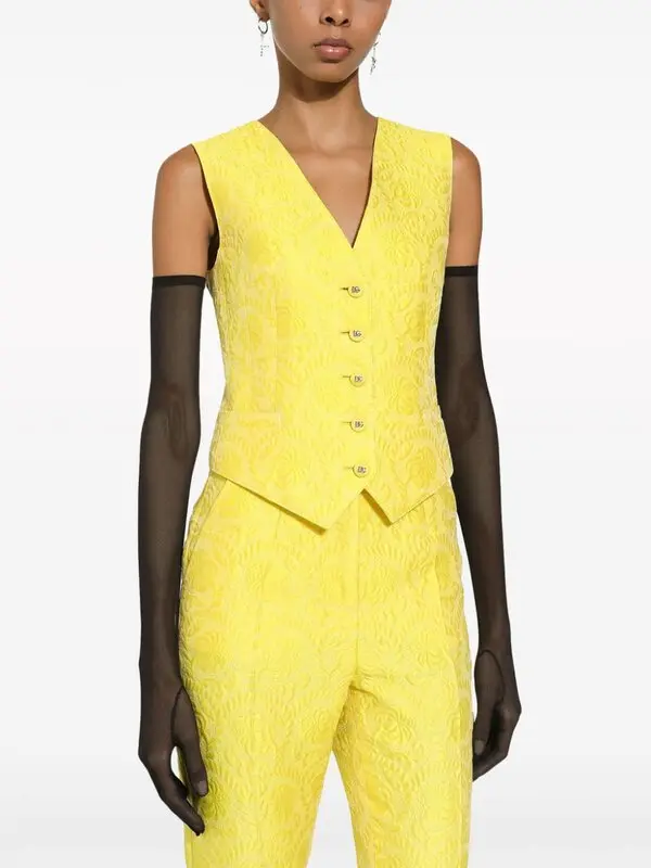 Dolce & Gabbana Jacquard Cotton-blend Waistcoat - Yellow
