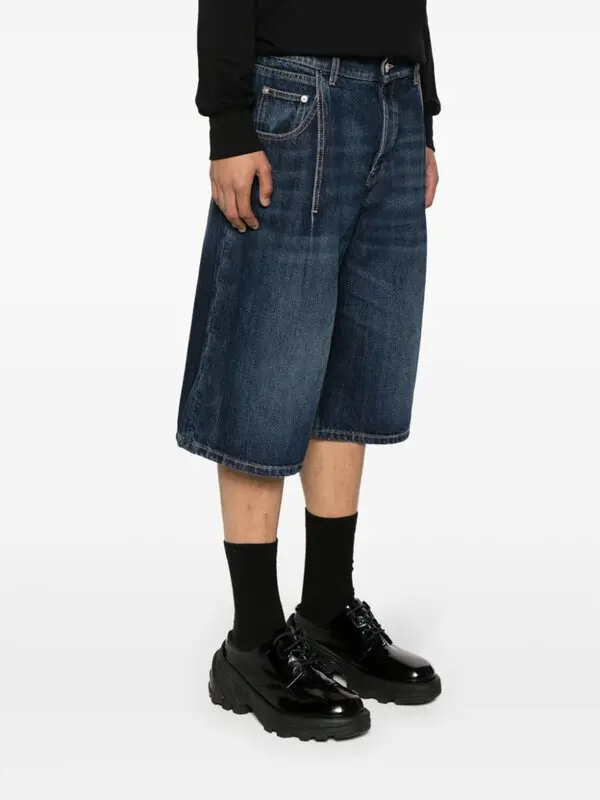Alexander McQueen Leather-logo-patch Denim Shorts