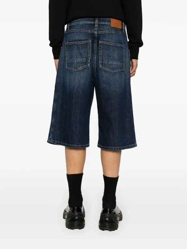 Alexander McQueen Leather-logo-patch Denim Shorts