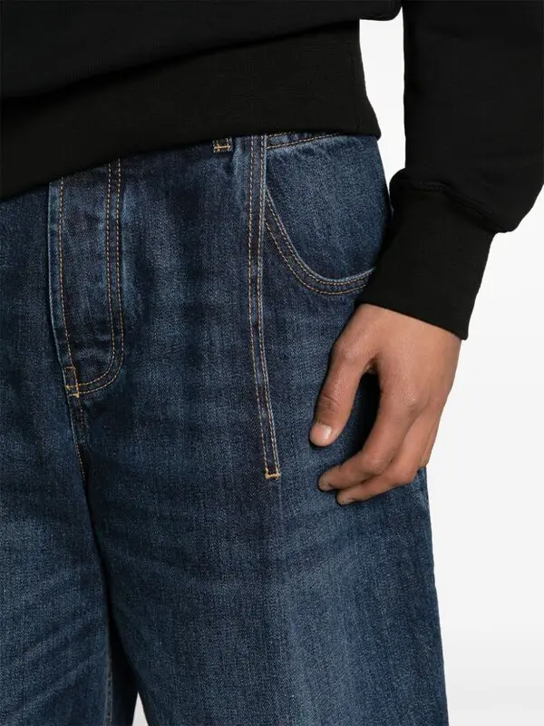 Alexander McQueen Leather-logo-patch Denim Shorts