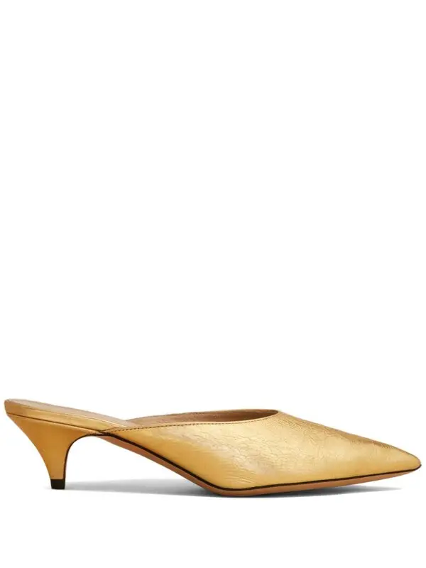 Khaite The River Leather Mules - Gold