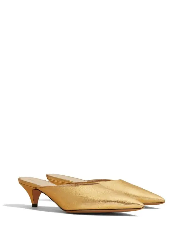 Khaite The River Leather Mules - Gold