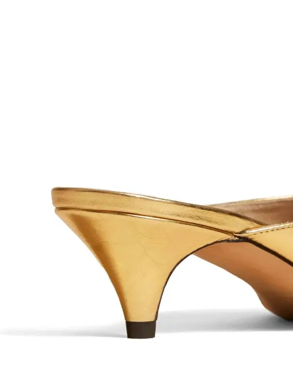 Khaite The River Leather Mules - Gold