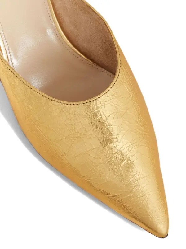 Khaite The River Leather Mules - Gold