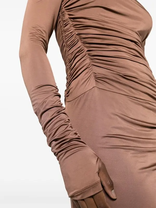 Helmut Lang Off-shoulder Draped Maxi Dress - Brown