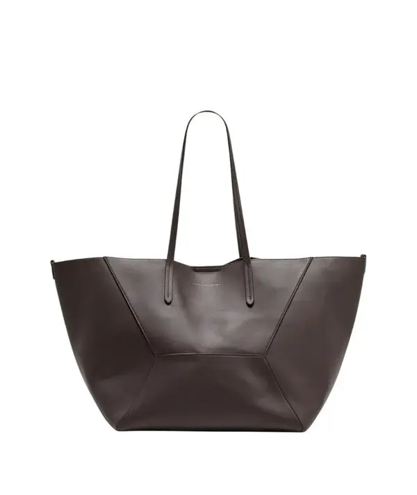 Brunello Cucinelli Bc Duo Geometric Monili Leather Tote Bag - Dark Brown