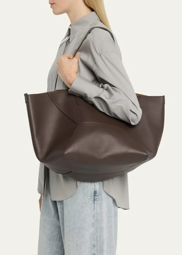 Brunello Cucinelli Bc Duo Geometric Monili Leather Tote Bag - Dark Brown
