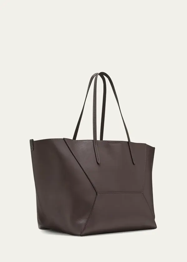Brunello Cucinelli Bc Duo Geometric Monili Leather Tote Bag - Dark Brown
