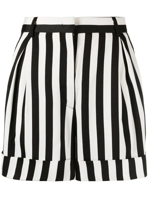 Moschino Striped Wide-leg Satin Shorts - Black