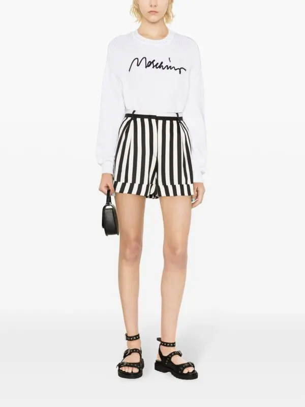 Moschino Striped Wide-leg Satin Shorts