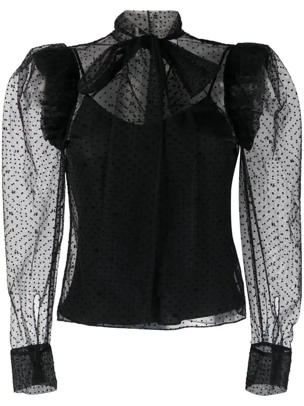 Karl Lagerfeld Mesh Ruffle Blouse