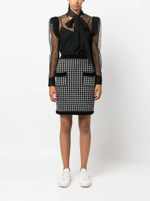 Karl Lagerfeld Mesh Ruffle Blouse