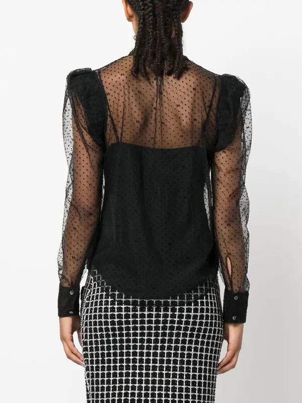 Karl Lagerfeld Mesh Ruffle Blouse