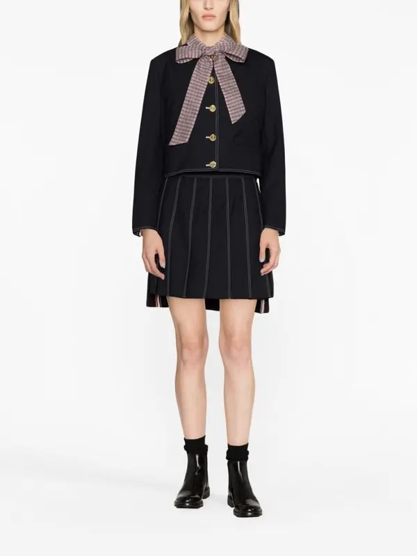 Thom Browne Rwb-detail Wool Cropped Jacket
