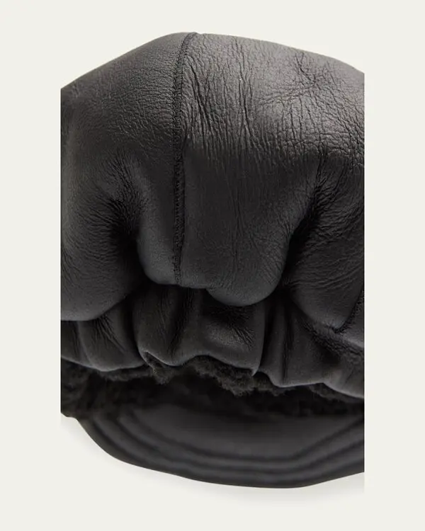 GUSHLOW AND COLE Merino Wool & Leather Carnaby Cap