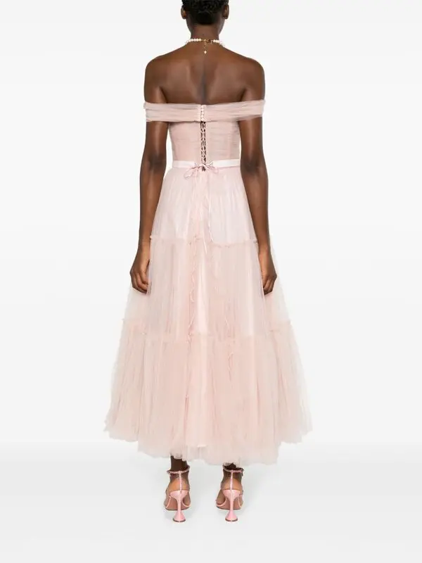 ANA RADU Off-shoulder Fluted Maxi Dress - Pink