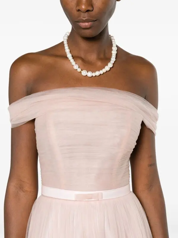 ANA RADU Off-shoulder Fluted Maxi Dress - Pink