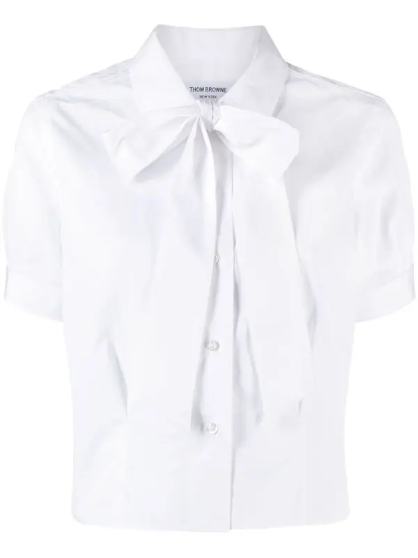 Thom Browne Bow-embellished Poplin Shirt - White