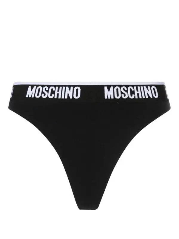 Moschino Logo-waistband Stretch-cotton Briefs - Black