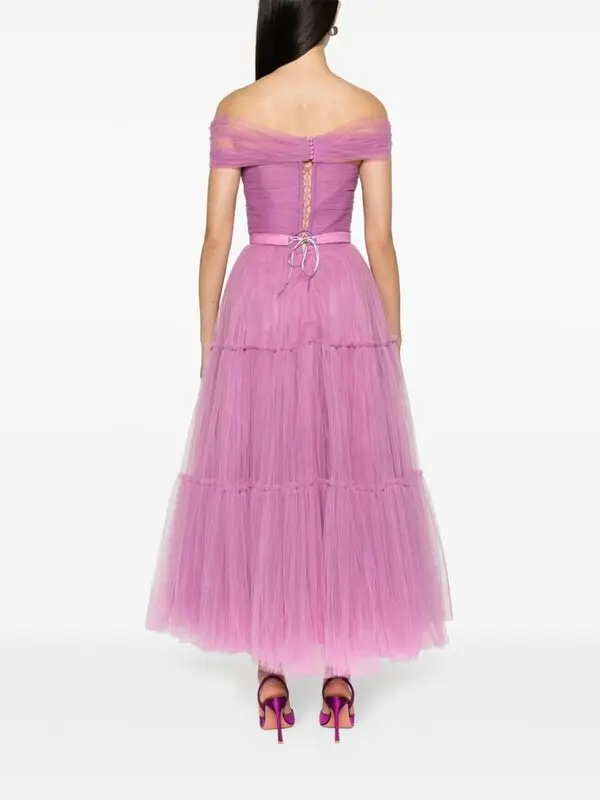 ANA RADU Off-shoulder Fluted Maxi Dress - Purple