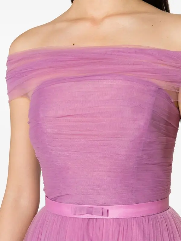 ANA RADU Off-shoulder Fluted Maxi Dress - Purple