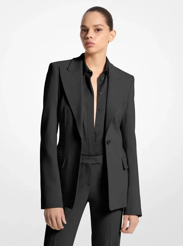 Michael Kors Georgina Stretch Crepe Blazer In Size By