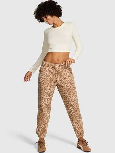 Pink Ivy Fleece Campus Sweatpants - Print