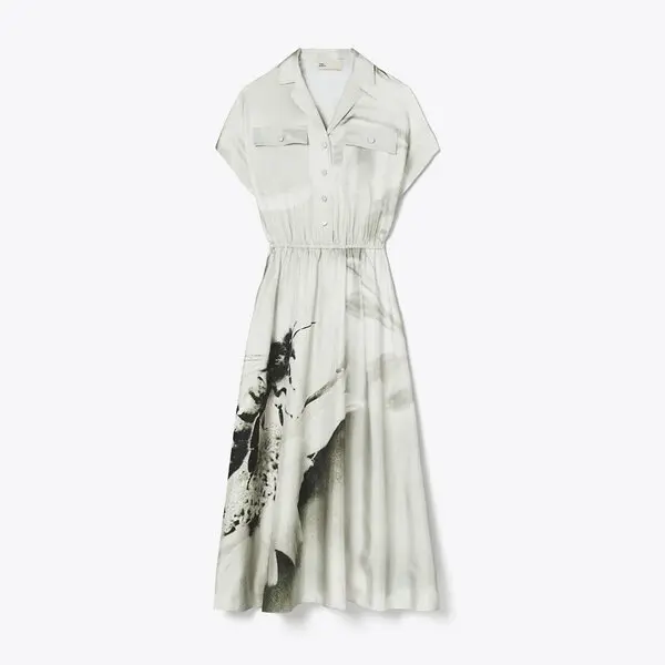 Tory Burch Printed Silk Twill Shirtdress