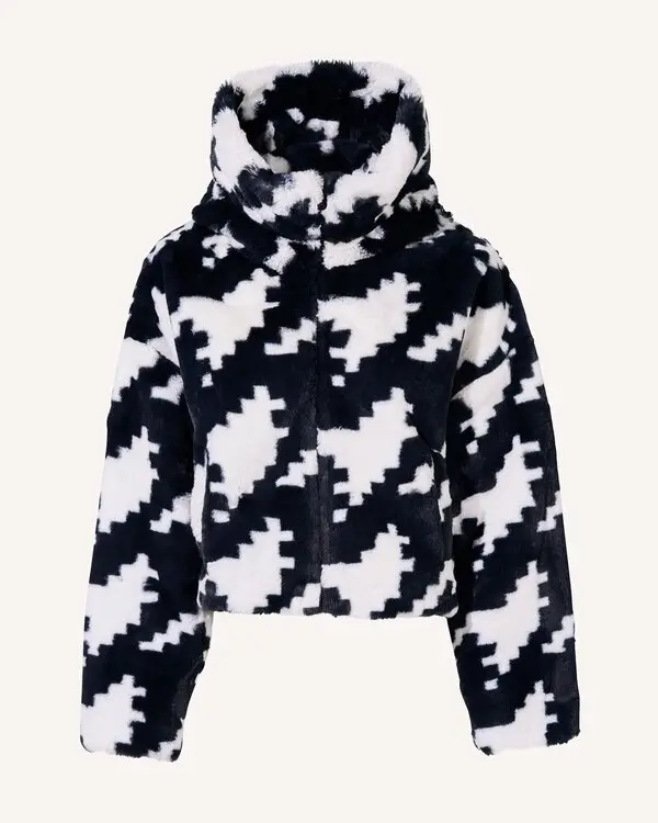 Perfect Moment Houndstooth Faux-fur Jacket - Black-white-houndstooth-print
