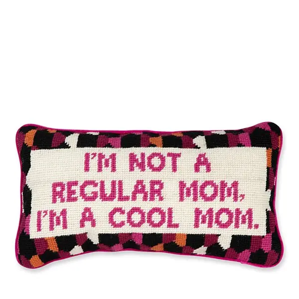 FURBISH Cool Mom Needlepoint Decorative Pillow - Pink