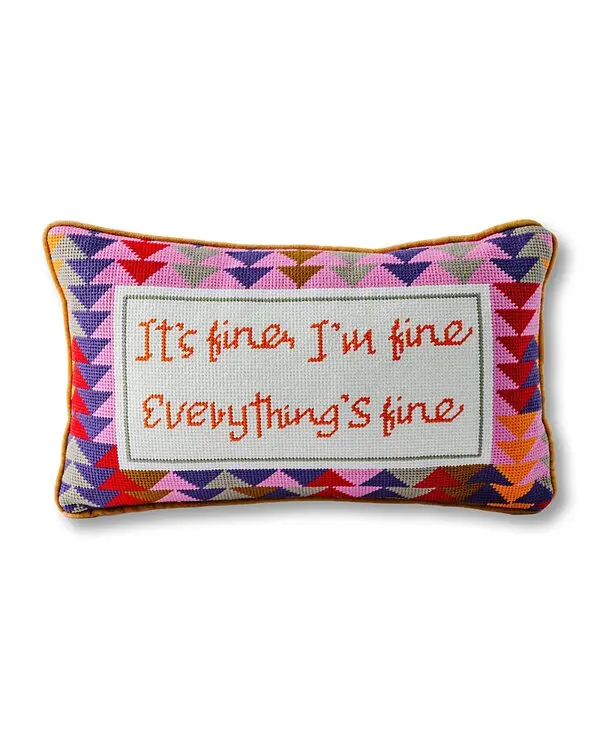 FURBISH Everything's Fine Needlepoint Decorative Pillow - Multi